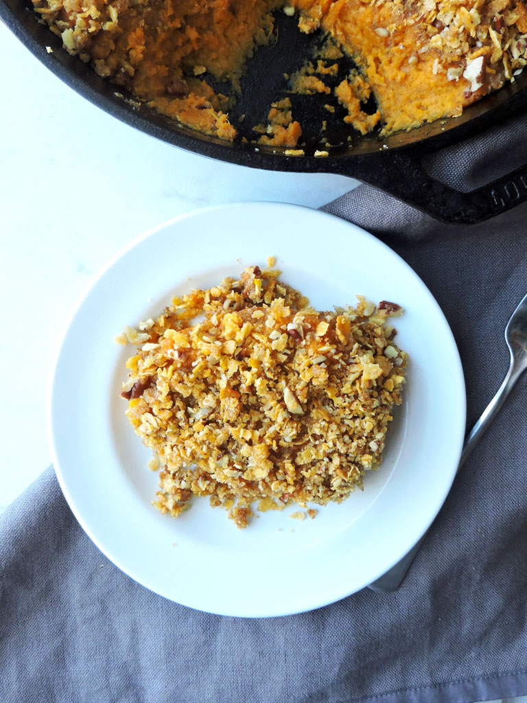 Crumble Topped Sweet Potato Casserole - Fresh Fit Kitchen